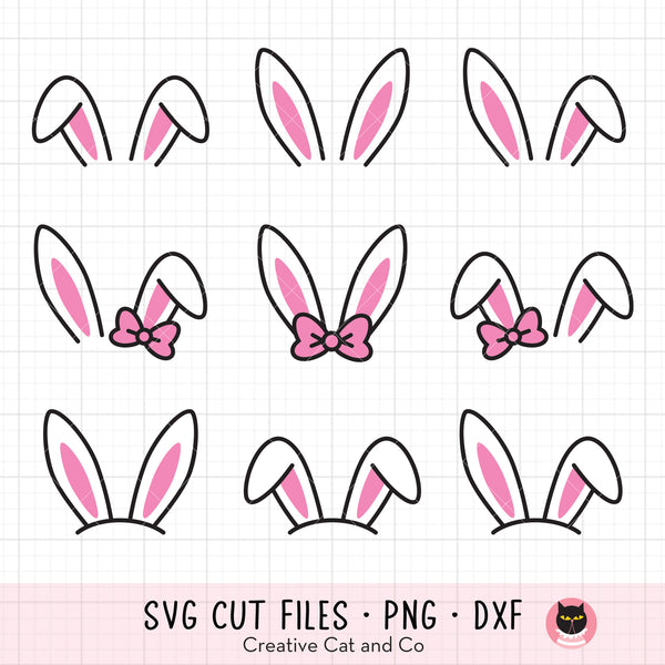 Easter Bunny Rabbit Ears Bundle SVG PNG | CreativeCatandCo