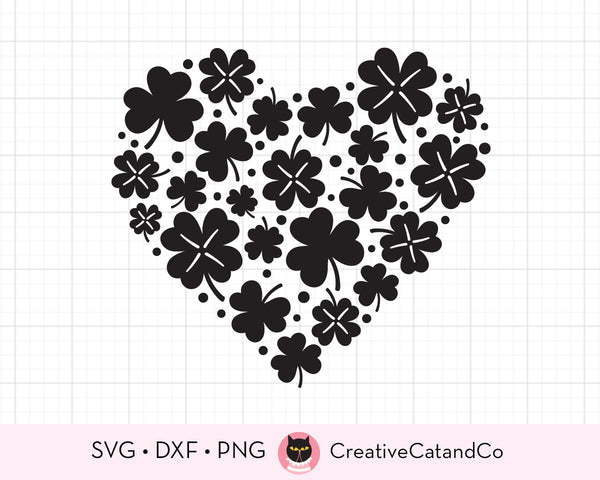 St. Patrick's Day Clover Shamrock Heart Shape SVG | CreativeCatandCo