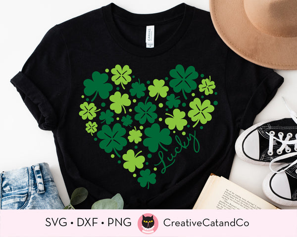 St. Patrick's Day Lucky Clover Shamrock Heart SVG | CreativeCatandCo