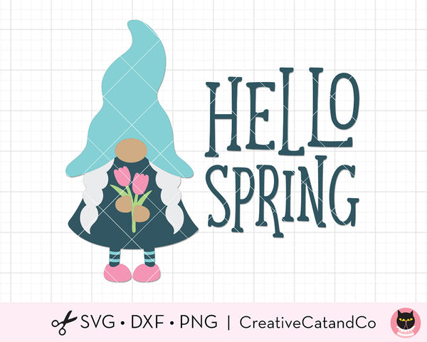 Spring Season Girl Gnome with Flowers SVG | CreativeCatandCo