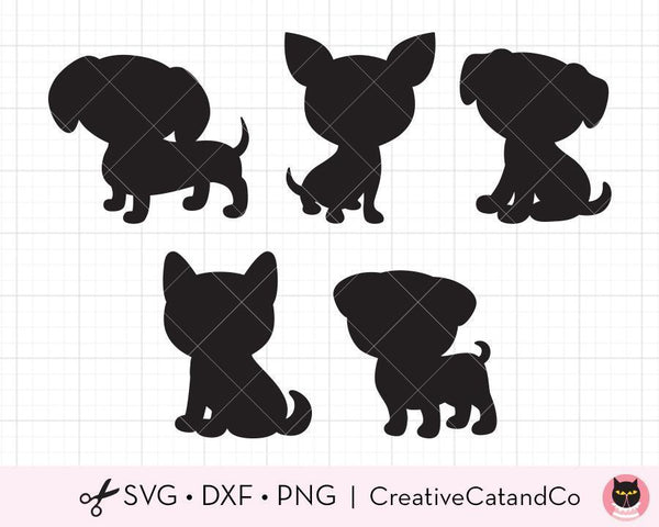 Puppy Dog Silhouette SVG Cut Files for Cricut | CreativeCatandCo