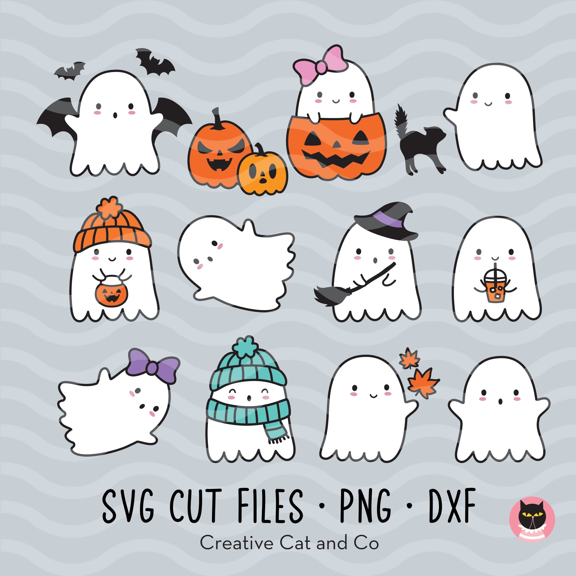 Cute Ghost Svg Cute Ghosts Halloween SVG Cutting Files & Clipart For
