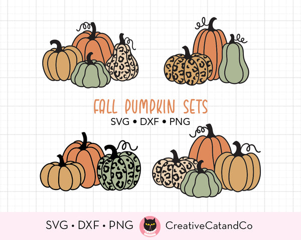 Three Four Pumpkins Fall Thanksgiving Pumpkin Group SVG | CreativeCatandCo