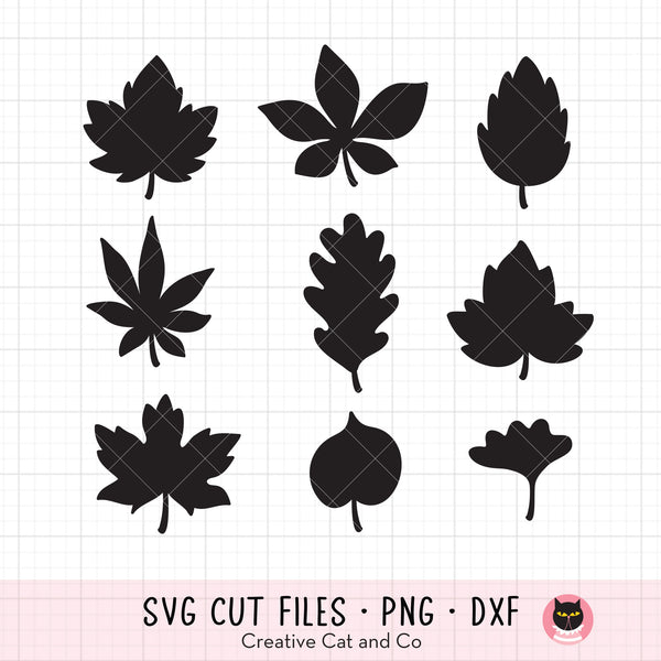 Fall Maple Leaves Silhouette SVG PNG DXF Bundle | CreativeCatandCo