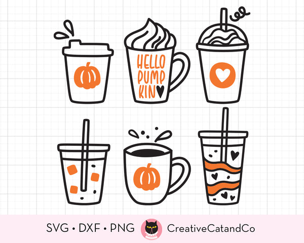 Fall Pumpkin Spice Latte Drawing Bundle SVG | CreativeCatandCo