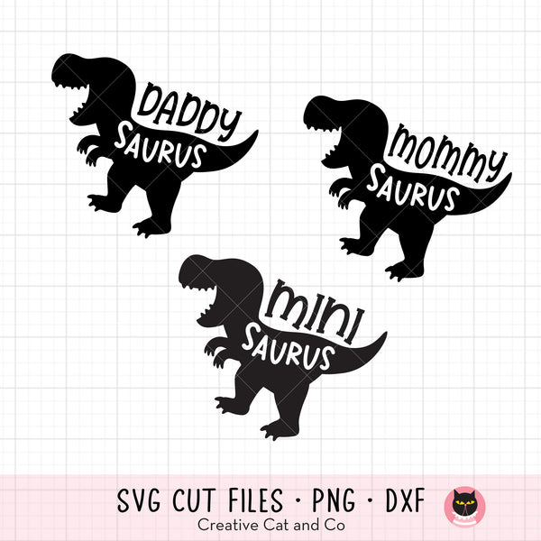 Mommysaurus, Daddysaurus, Minisaurus Dinosaur Family SVG | CreativeCatandCo