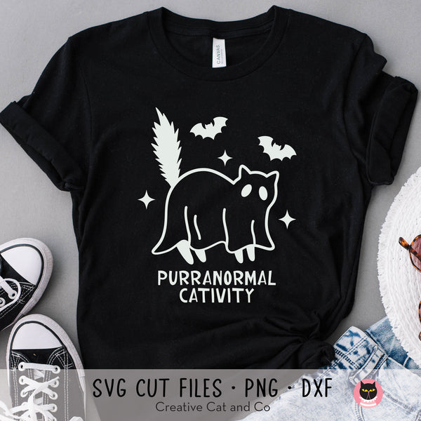 Purranormal Cativity Funny Halloween Ghost Cat SVG Cut Files ...