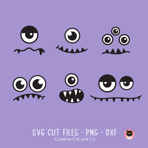 Cute Halloween Monster Faces Eyes Bundle SVG | CreativeCatandCo