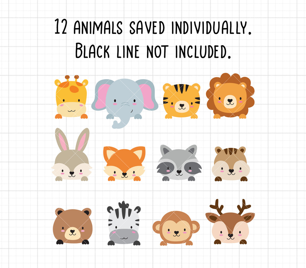 Cute Wild Animals Peeking Out SVG PNG DXF | Animal Clipart Bundle ...