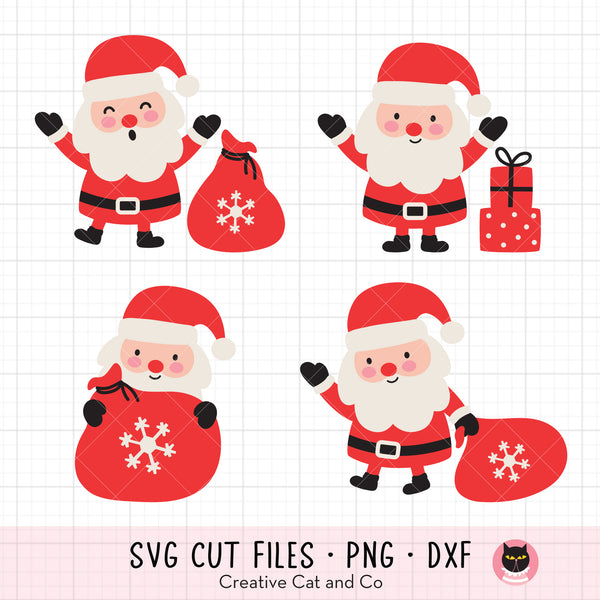 Santa Claus with Christmas Gifts SVG PNG Clip Art | CreativeCatandCo
