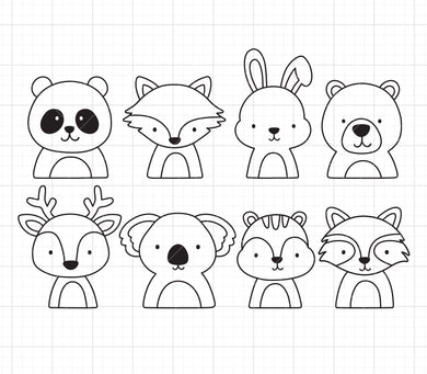 Cute Outline Animals for Coloring SVG Files for Cricut ...