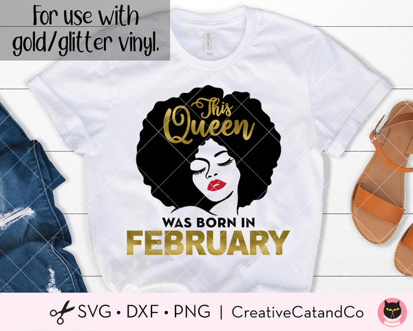 This Black Queen Was Born in February SVG | CreativeCatandCo
