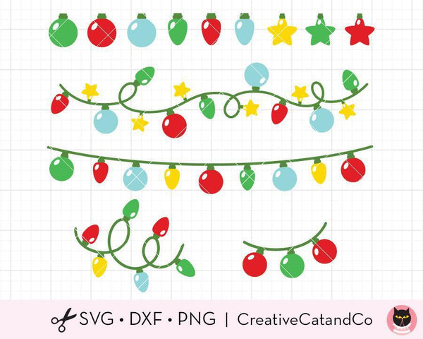 Decorative Christmas String Lights SVG Cut Files | CreativeCatandCo