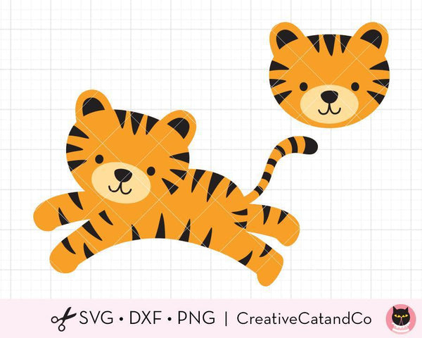 Cute Jumping Tiger SVG Cut Files for Cricut | CreativeCatandCo
