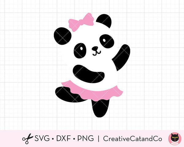 Dancing Panda with Tutu Skirt SVG Cut Files | CreativeCatandCo