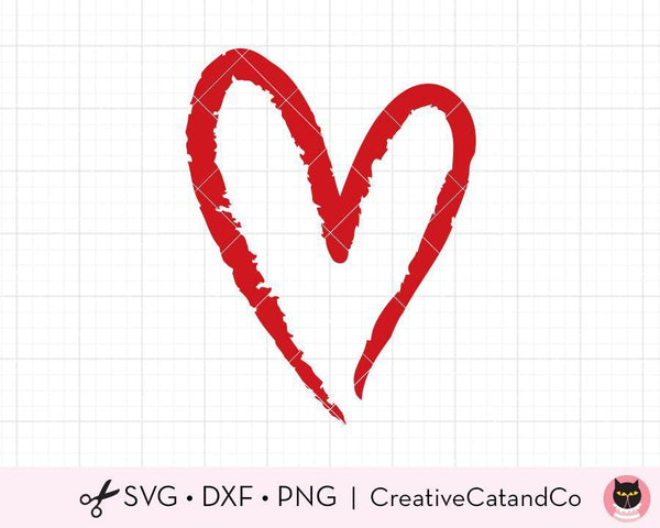 Distressed Heart with Brush Stroke SVG Files | CreativeCatandCo