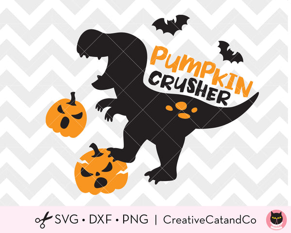 Halloween Pumpkin Crusher T-Rex Dinosaur SVG | CreativeCatandCo