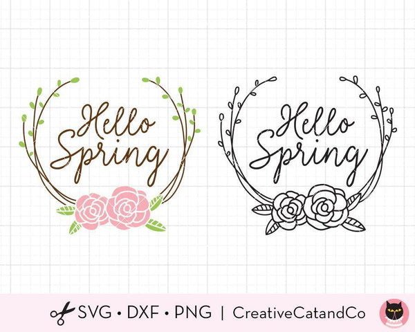 Free Hello Spring Rose Wreath SVG Files | CreativeCatandCo