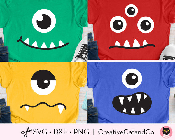 Cute Halloween Little Monster Faces Eyes SVG Files | CreativeCatandCo