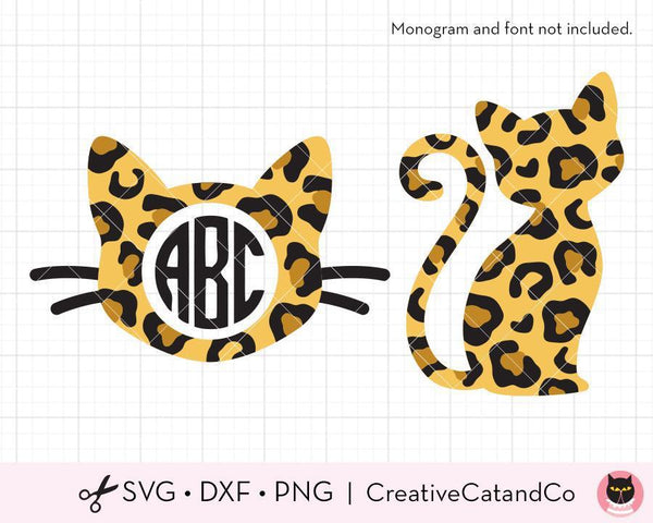 Free Leopard Cat Monogram Frame SVG Cut Files | CreativeCatandCo