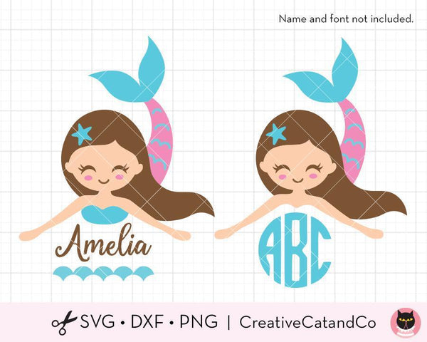 Mermaid Princess Monogram Frame SVG Files | CreativeCatandCo