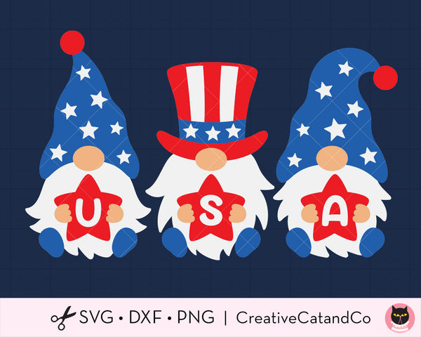 USA Independence Day Patriotic Gnomes SVG | CreativeCatandCo