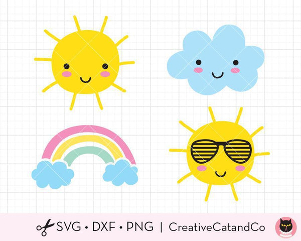 Happy Sun Cloud Rainbow Weather SVG Files | CreativeCatandCo