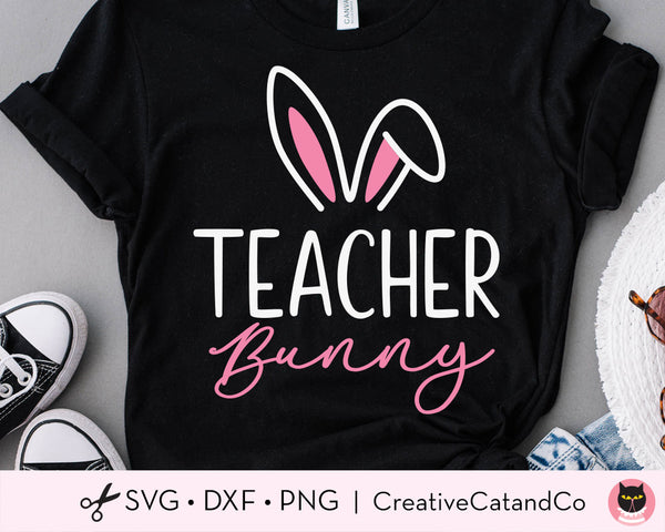Teacher Bunny Easter SVG Cut File for Cricut | CreativeCatandCo