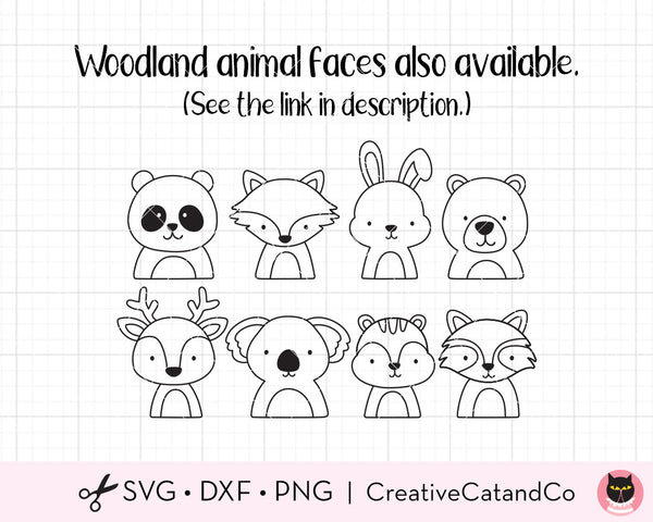 Outline Jungle Animal Faces for Coloring SVG Files | CreativeCatandCo