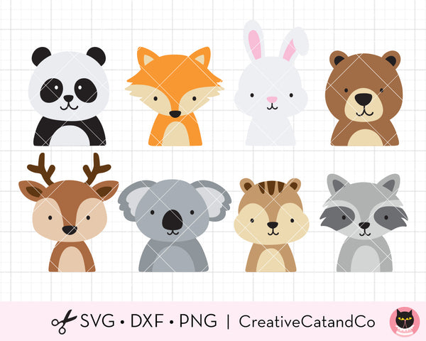 Woodland Animal Faces and Heads SVG Cut Files | CreativeCatandCo
