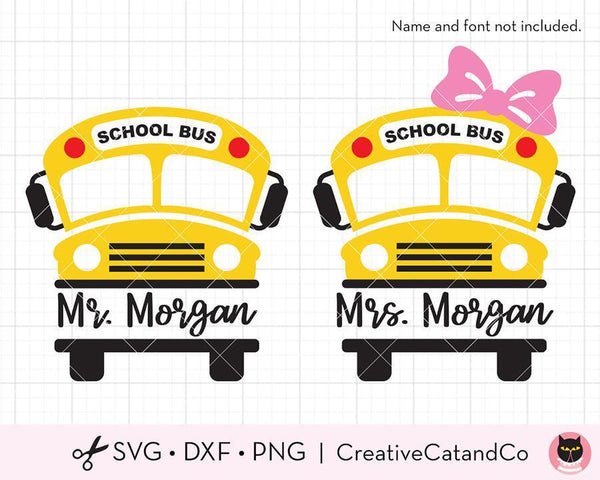 Yellow School Bus Split Frame SVG Cut Files | CreativeCatandCo